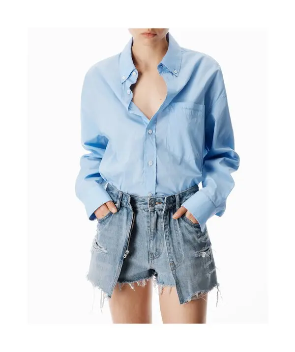 Alexander Wang Distressed Double Layer Skort Romper - Light Indigo