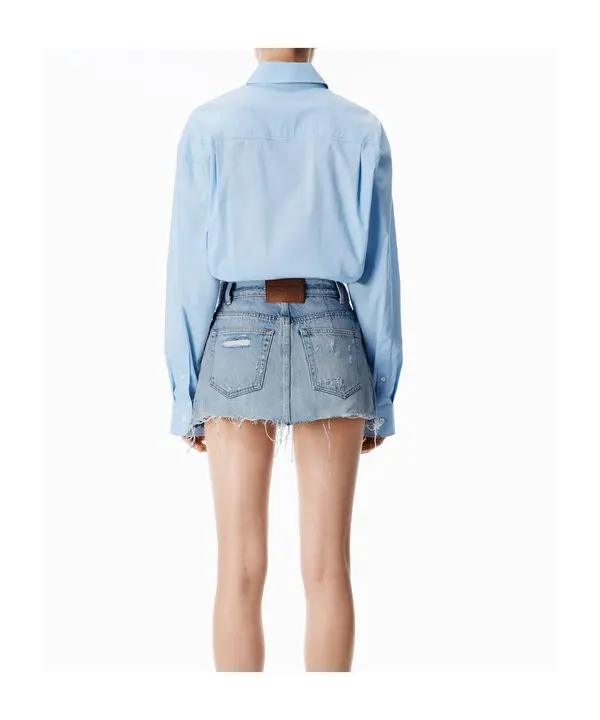 Alexander Wang Distressed Double Layer Skort Romper - Light Indigo