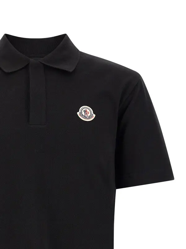 Moncler Logo Patch Short-sleeved Polo Shirt - Black