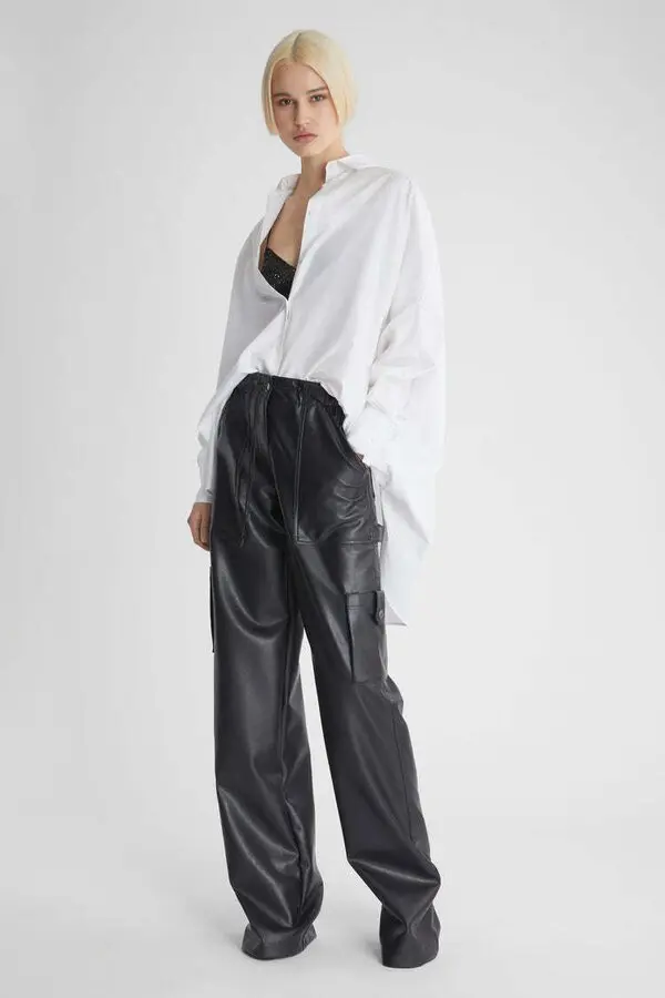 Ermanno Scervino Drawstring Faux-leather Cargo Trousers