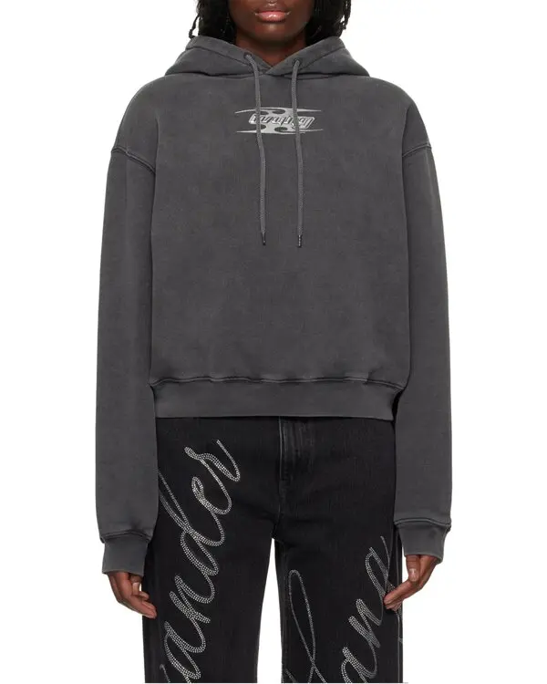 Alexander Wang Blade Logo Embossed Hoodie - Grey