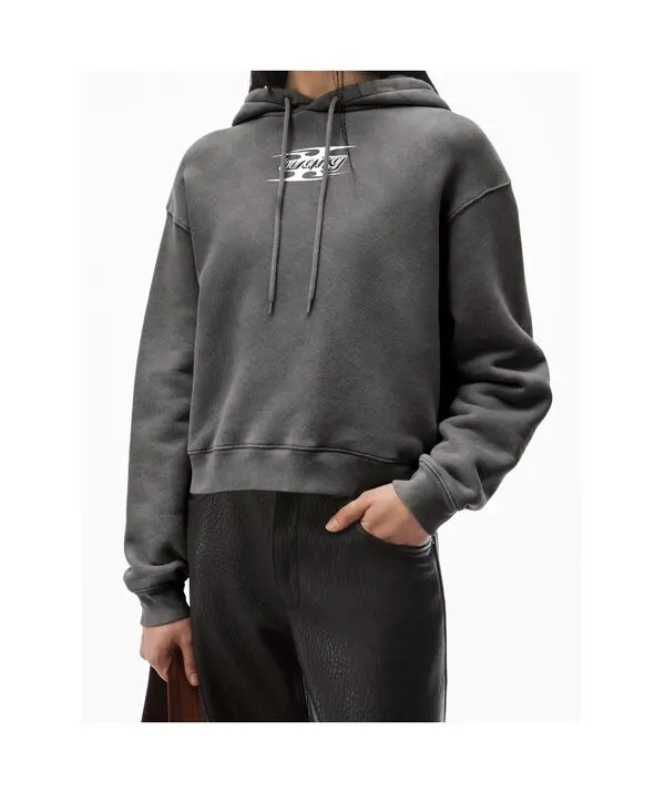 Alexander Wang Blade Logo Embossed Hoodie - Grey