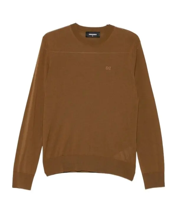 Dsquared2 D2 Logo-embroidered Crew Neck Wool Top