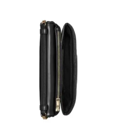 Tory Burch Kira Diamond Quilted Chain Wallet - Black