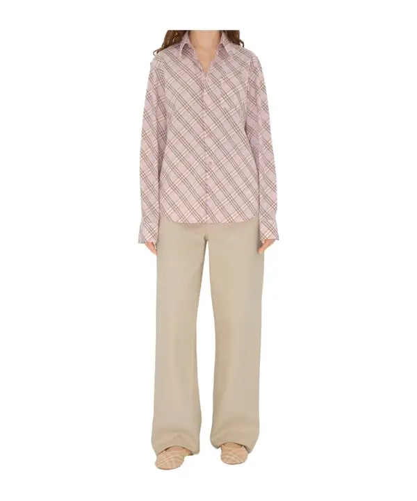 Burberry Logo Embroidered Checkered Shirt - Fluff Color