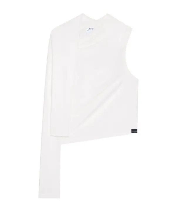 COURREGES Courrèges Asymmetric Off-shoulder Draped T-shirt - Traditional White