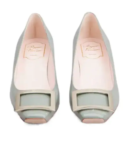 ROGER VIVIER Trumpet Squared Toe Pumps With Metal Buckle And Flared Heel