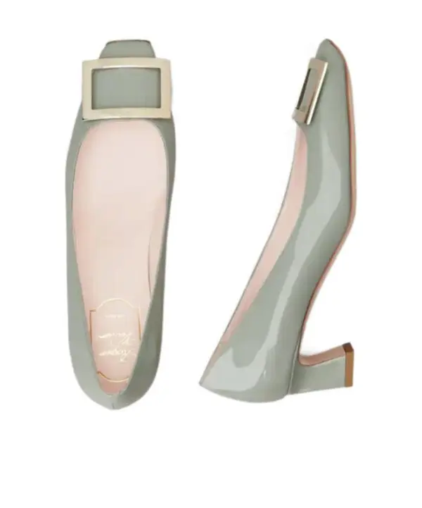 ROGER VIVIER Trumpet Squared Toe Pumps With Metal Buckle And Flared Heel