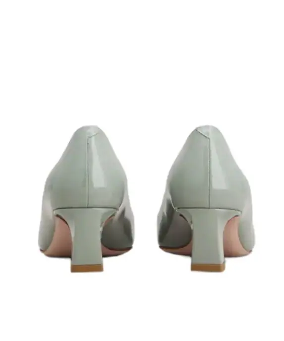 ROGER VIVIER Trumpet Squared Toe Pumps With Metal Buckle And Flared Heel