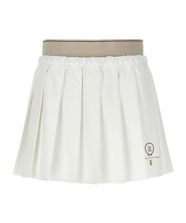 Brunello Cucinelli Pleated Mini Skirt - White
