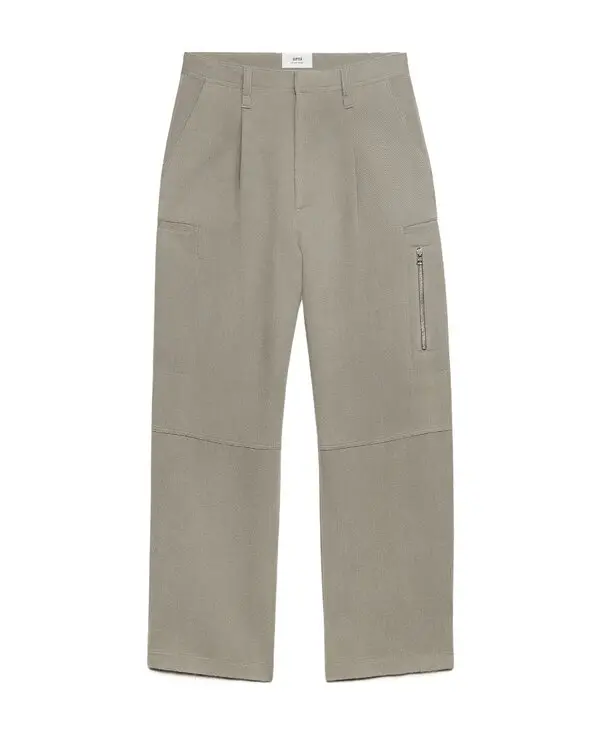 Ami Pleated Wide-leg Cargo Pants - Gray
