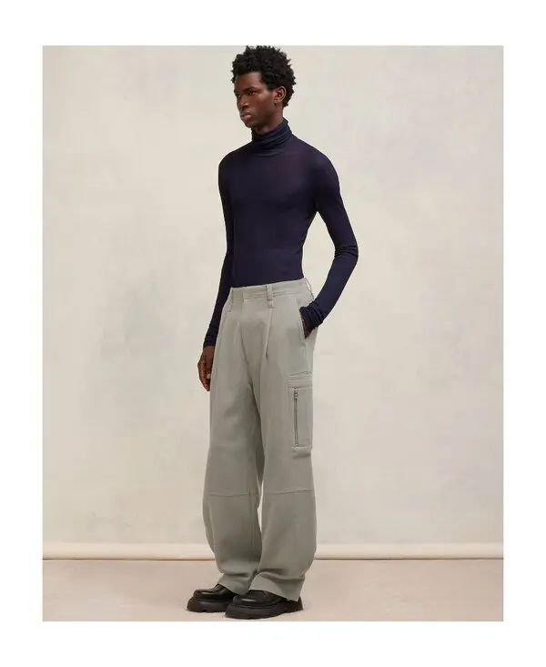 AMI Paris Pleated Wide-leg Cargo Pants