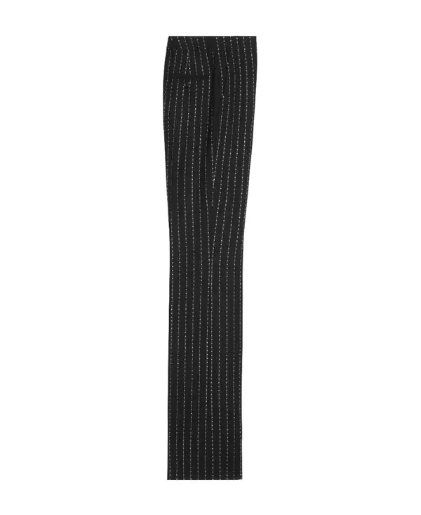 Celine Embroidered Flared Striped Wool Pants - Black/white