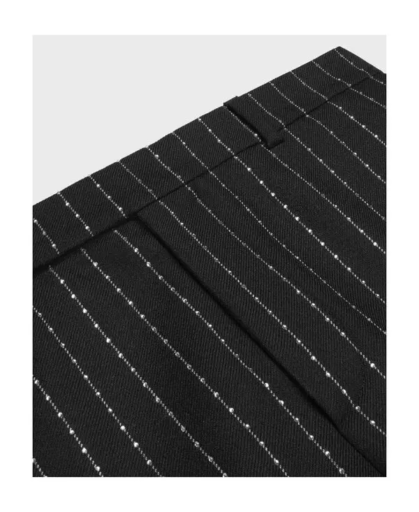 Celine Embroidered Flared Striped Wool Pants - Black/white