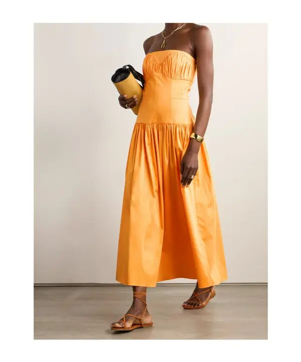 Tove Strapless Pleated Dress
