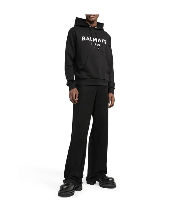 Balmain Cotton Printed Logo Hoodie - Black
