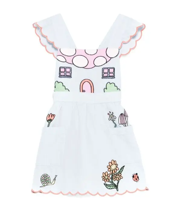 Stella McCartney Embroidered Pinafore Dress - Blue
