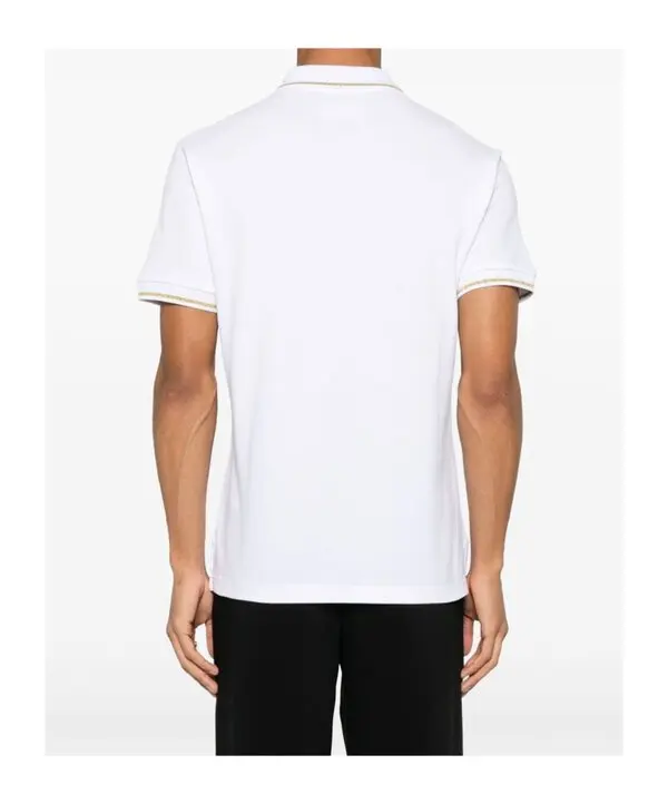 Versace Logo Embroidered Polo Shirt - White