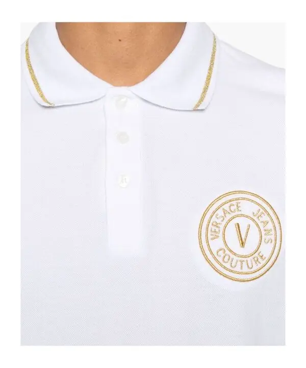 Versace Logo Embroidered Polo Shirt - White