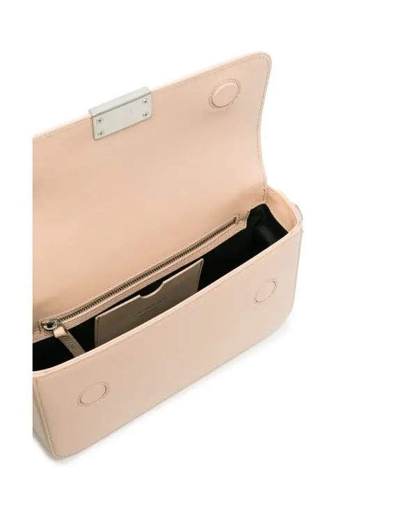 Off-White Binder Clip Foldover Top Crossbody Bag - Nude