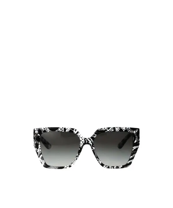 Dolce & Gabbana Lace Detail Square Frame Sunglasses - Black