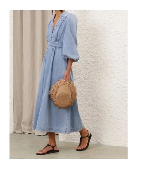 Zimmermann Lucky Denim Midi Dress - Blue