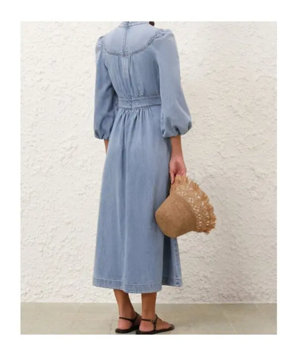 Zimmermann Lucky Denim Midi Dress - Blue