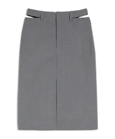 JIL SANDER Dry Wool Poplin Skirt - Shadow