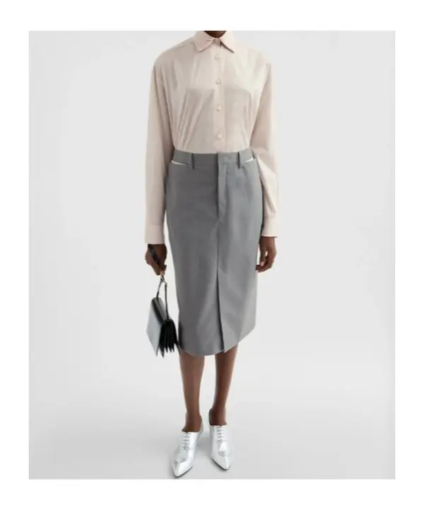 JIL SANDER Dry Wool Poplin Skirt - Shadow