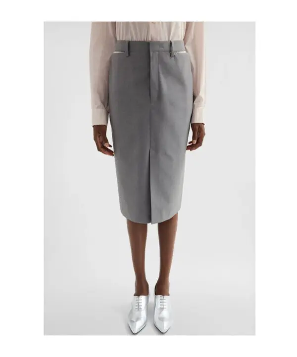 JIL SANDER Dry Wool Poplin Skirt - Shadow