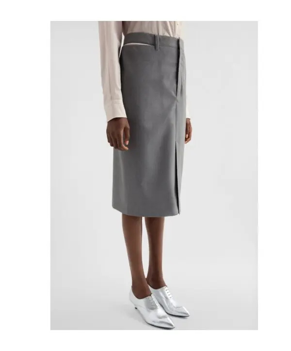 JIL SANDER Dry Wool Poplin Skirt - Shadow