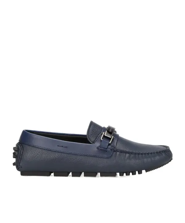 Emporio Armani Logo Plaque Slip-on Driving Loafers - Dark Blue