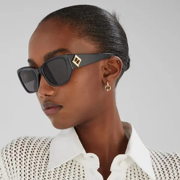 Fendi Crystal Bezel Pendant Earrings