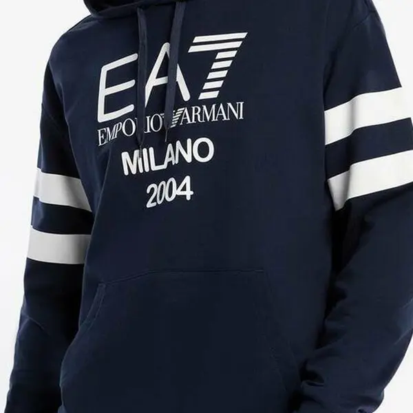 EA7 Logo Print Drawstring Hoodie