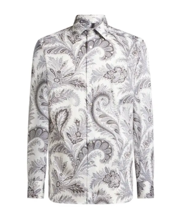 Etro Roma Paisley-printed Button-up Shirt - Gray