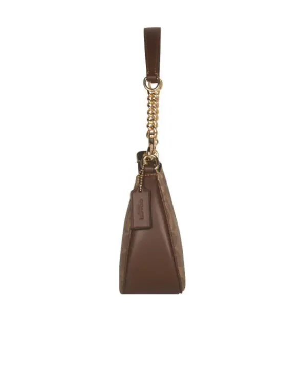 COACH Monogram Shoulder Bag With Chain Strap - Brown