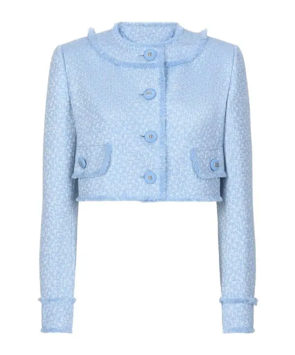 Dolce & Gabbana Cropped Tweed Jacket - Light Blue