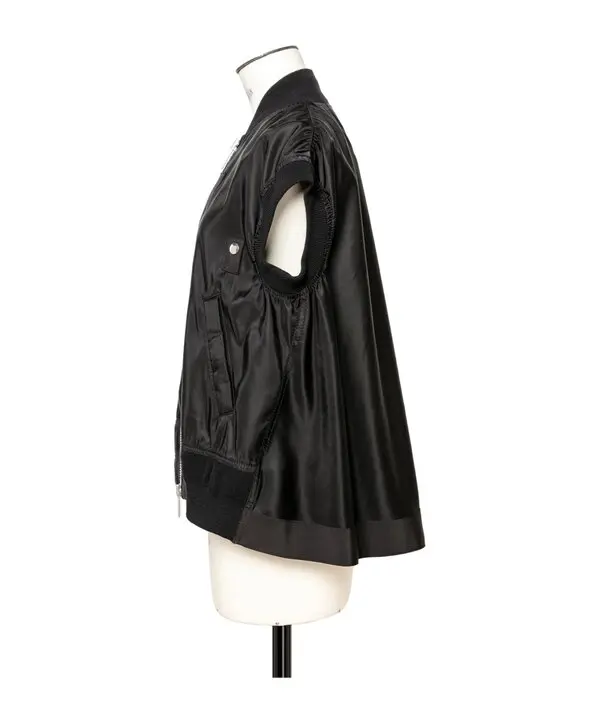 Sacai Sleeveless Twill Vest With Ribbed Trim - Black