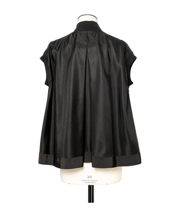 Sacai Sleeveless Twill Vest With Ribbed Trim - Black