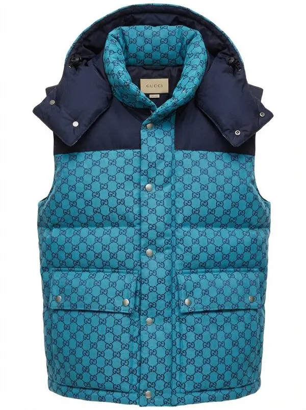 Gucci Gg Monogram Down Gilet - Blue And Navy Blue