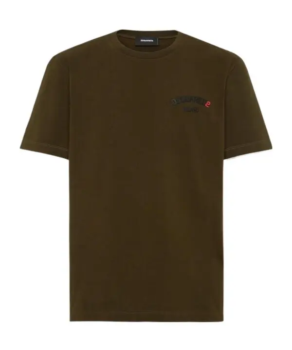 Dsquared2 Logo Embroidered Crewneck T-shirt - Beech Brown