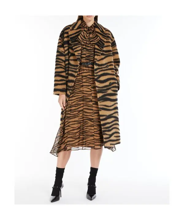 Max Mara All-over Printed Belted Long-sleeved Dress