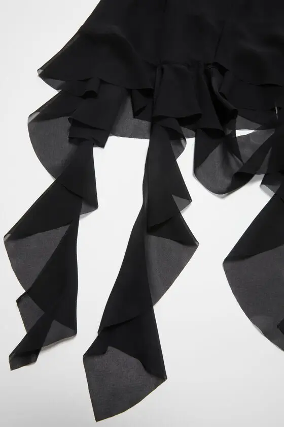 Acne Studios Sleeveless Ruffle Detailed Midi Dress - Black