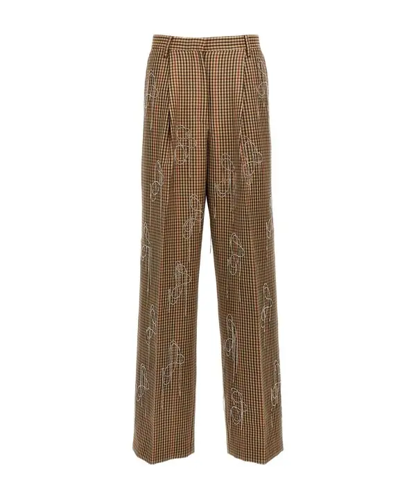 Dries Van Noten Checked Pleated Full Leg Pants