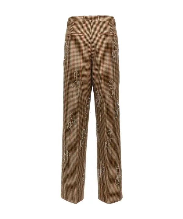 Dries Van Noten Checked Pleated Full Leg Pants