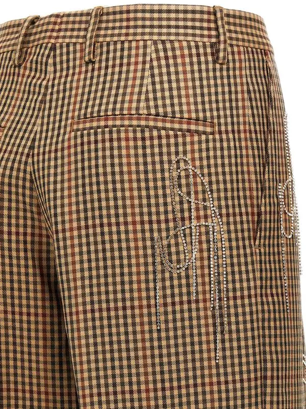 Dries Van Noten Checked Pleated Full Leg Pants