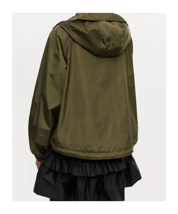 GANNI Hooded Zip-up Jacket With Logo Patch - Green