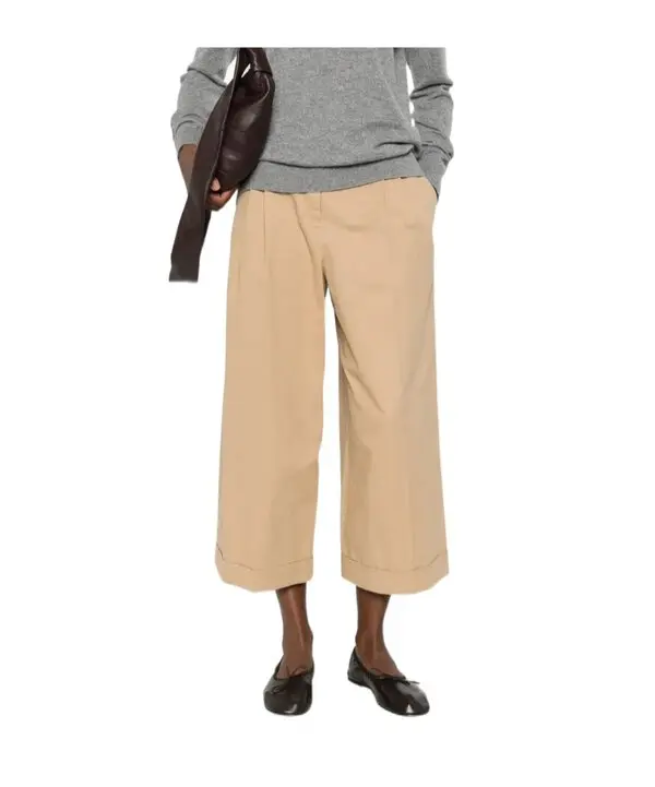 THE ROW Pleated Culottes Trousers - Nude