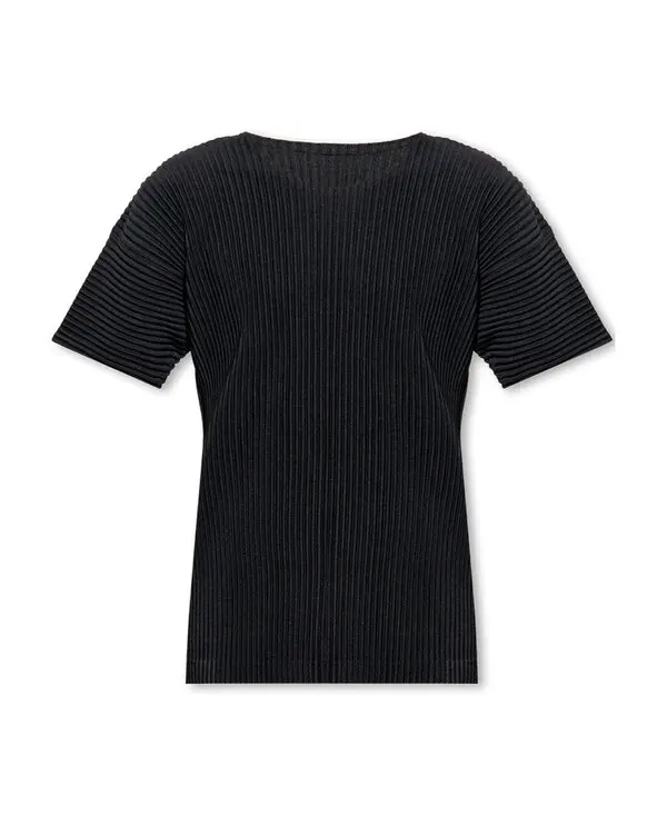 Issey Miyake Homme Plissé Crewneck Short-sleeved T-shirt - Black