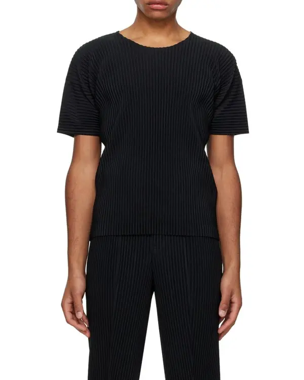 Issey Miyake Homme Plissé Crewneck Short-sleeved T-shirt - Black